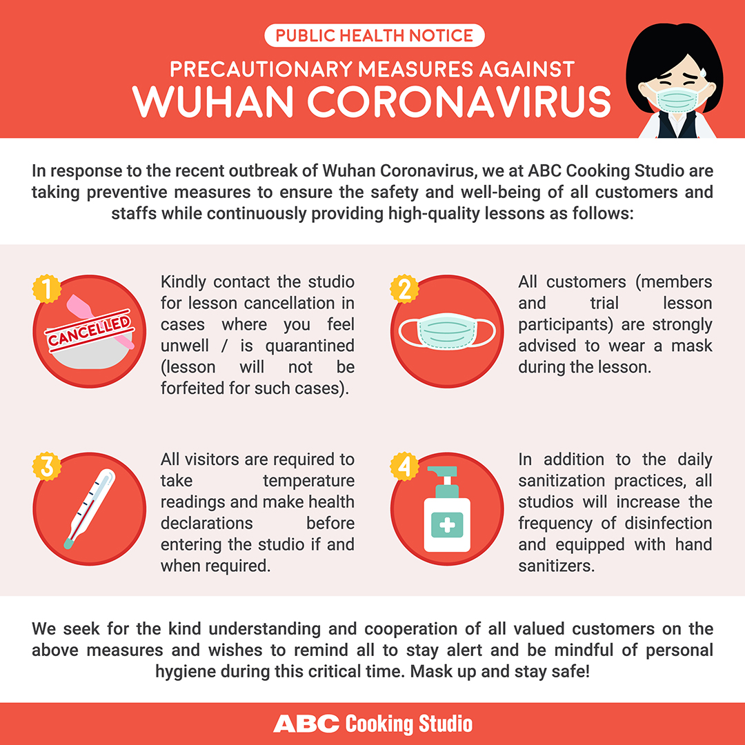 NOTICE: Precautionary Measures Against Wuhan Coronavirus - ABC Cooking ...